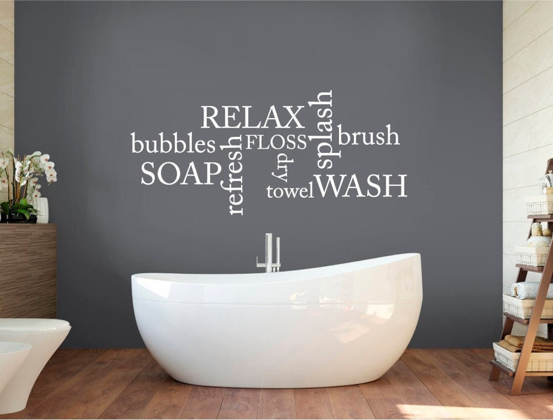 Bathroom Words Wall Decor Sticker, Bathroom Wall Decals, Bathroom Wall ...