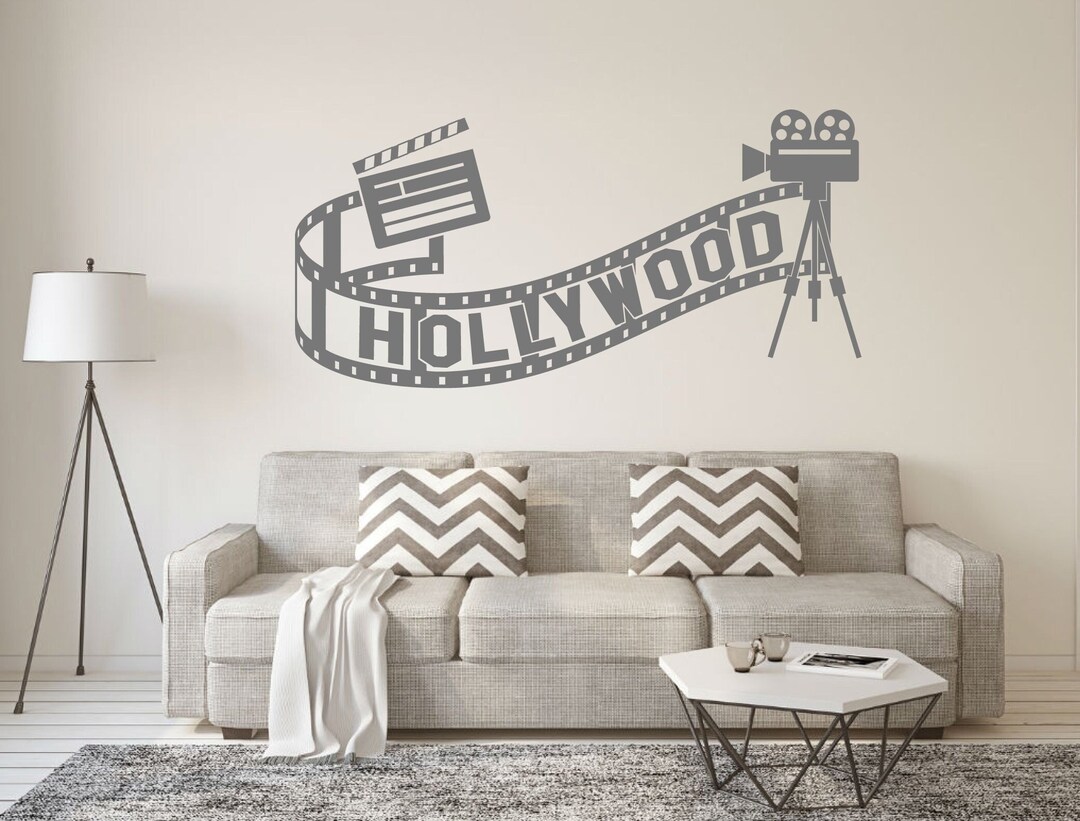 Hollywood Wall Sticker, Hollywood Movie Decor Sticker, Movie Wall Art ...