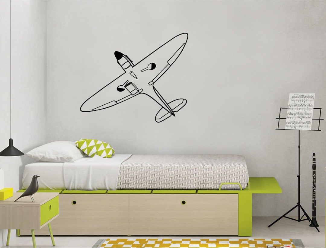 Spitfire Wall Sticker, Spitfire Wall Decal, Spitfire Wall Art, Airplane ...