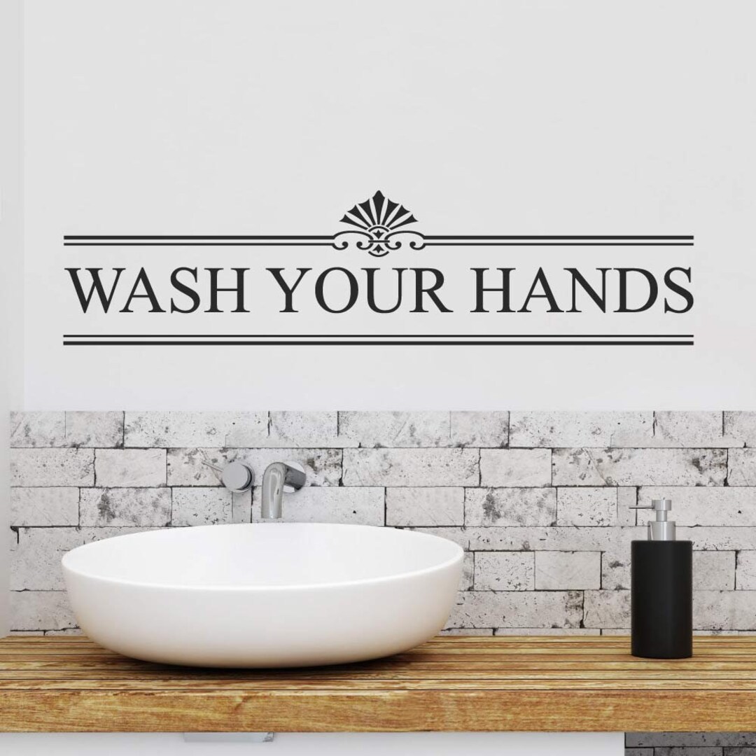 Wash Your Hands Decal, Bathroom Wall Stickers, Bathroom Wall Decals ...