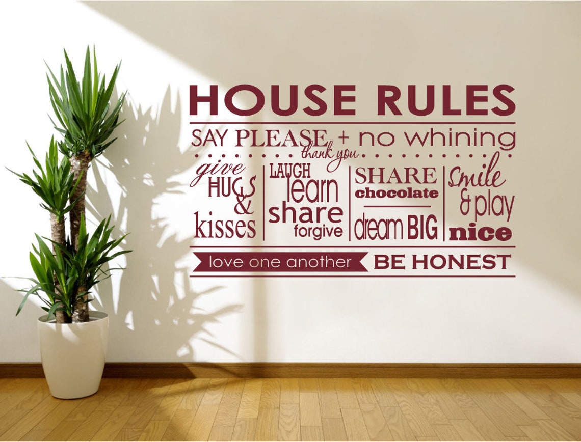 House Rules Wall Sticker House Rules Wall Decal House Rules - Etsy UK
