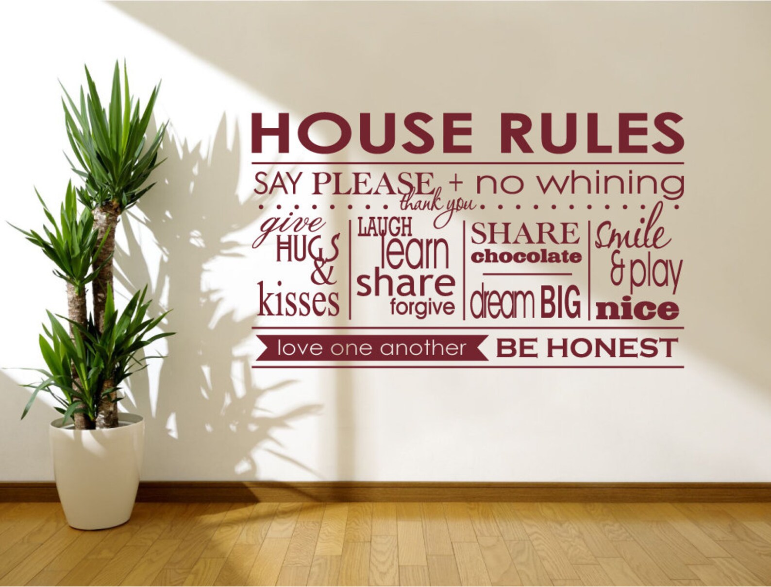 House Rules Wall Sticker, House Rules Wall Decal, House Rules Wall Art ...