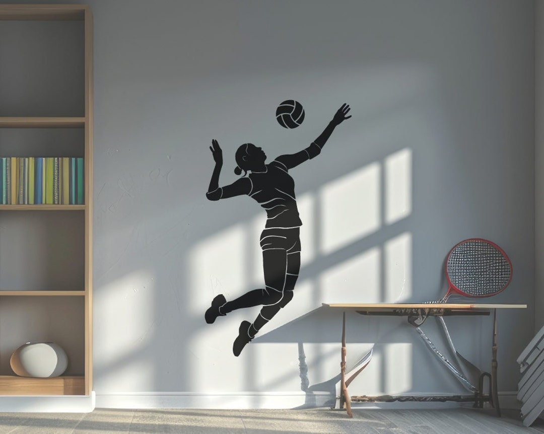 Girl Volleyball Player Sticker Volleyball Gift, Volleyball Wall Decal ...