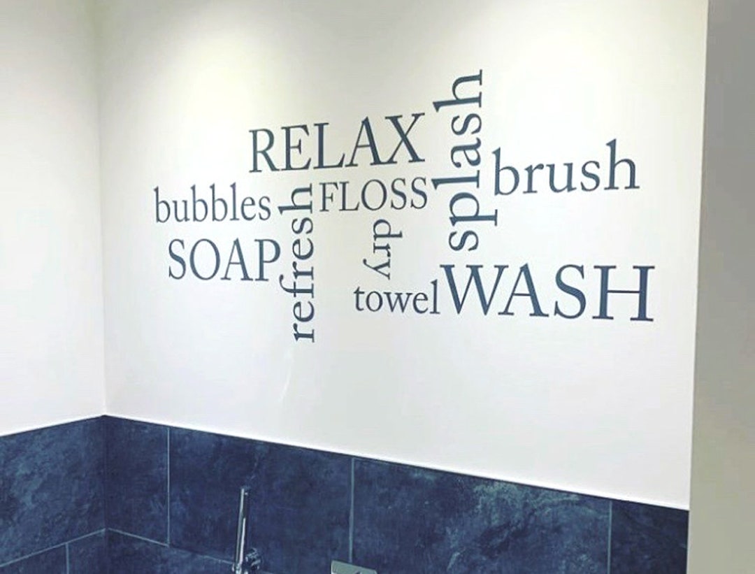 Bathroom Words Wall Decor Sticker, Bathroom Decor Wall Art, Bathroom ...