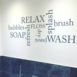 Bathroom Wall Decor Words Bathroom Decals Bathroom Wall - Etsy
