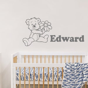 Personalised Teddy Bear Nursery Wall Stickers, Teddy Bear Decor, Teddy ...