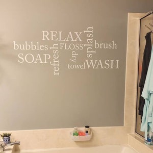 Bathroom Wall Decor Words Bathroom Decals Bathroom Wall - Etsy