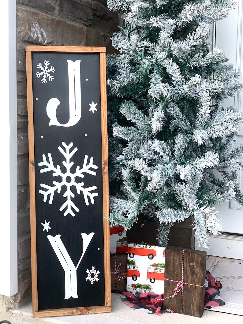 Joy Holiday Winter Christmas Front Porch Sign Snowflake Porch - Etsy