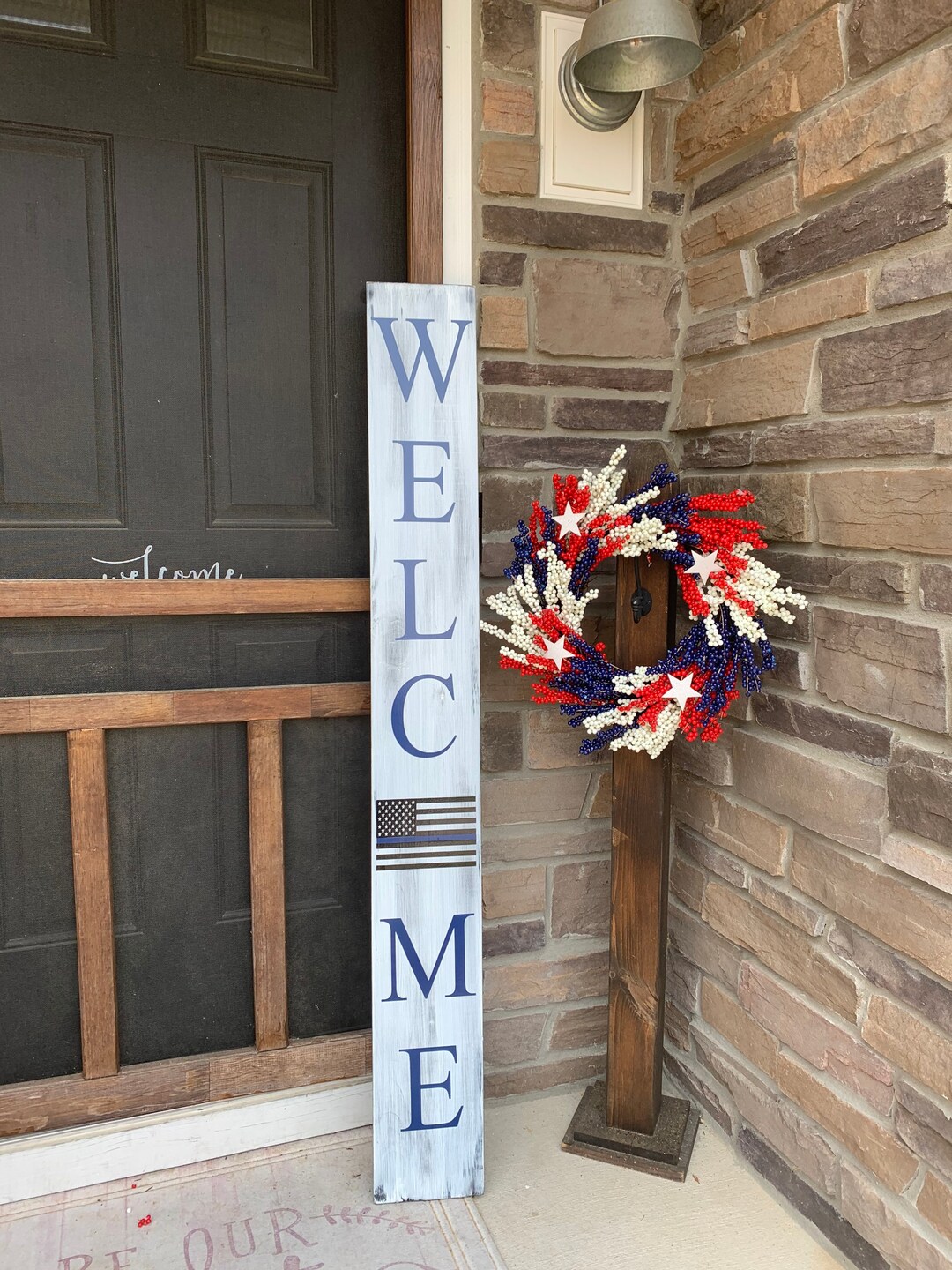 Thin Blue Line Decor | Police Officer Gift | Police Porch Sign | Law ...