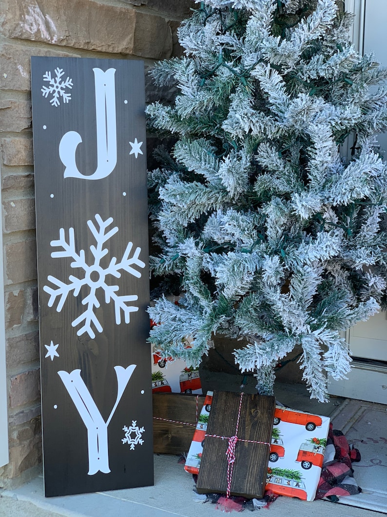 Joy Holiday Winter Christmas Front Porch Sign Snowflake Porch - Etsy