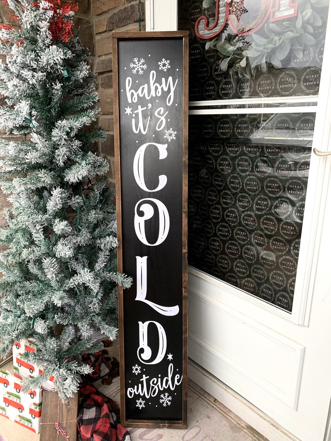 Baby It's Cold Outside, Christmas Holiday Sign, Winter Porch Sign - Etsy