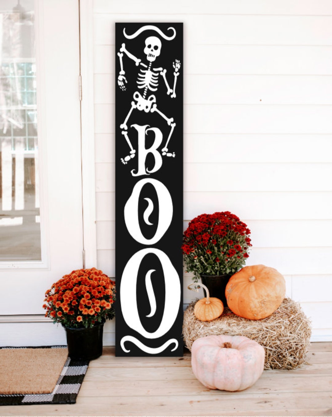 Boo Skeleton Front Porch Leaner Sign, Fall Autumn Porch Sign, Halloween ...