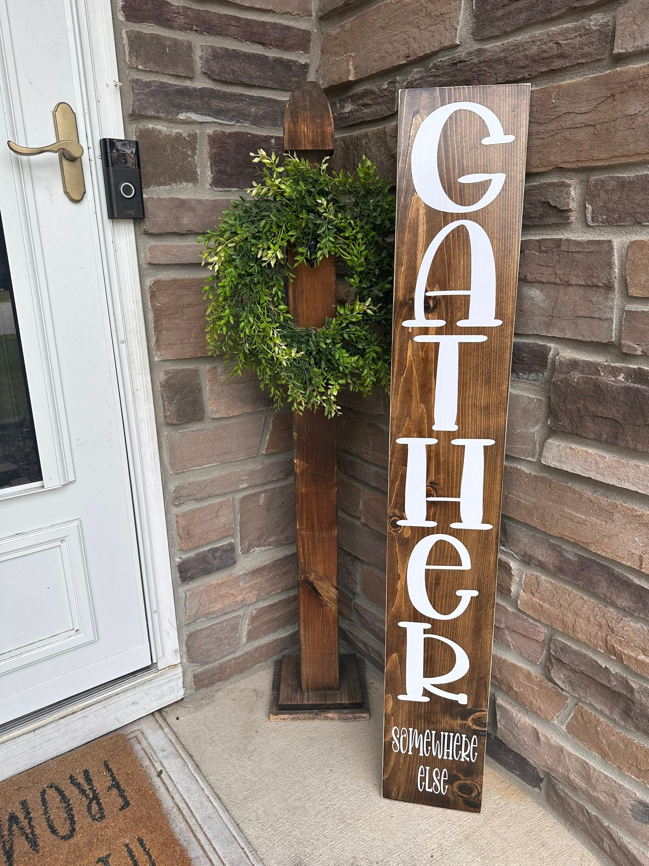 Gather Somewhere Else Wood Porch Sign: Funny Farmhouse Decor - Etsy