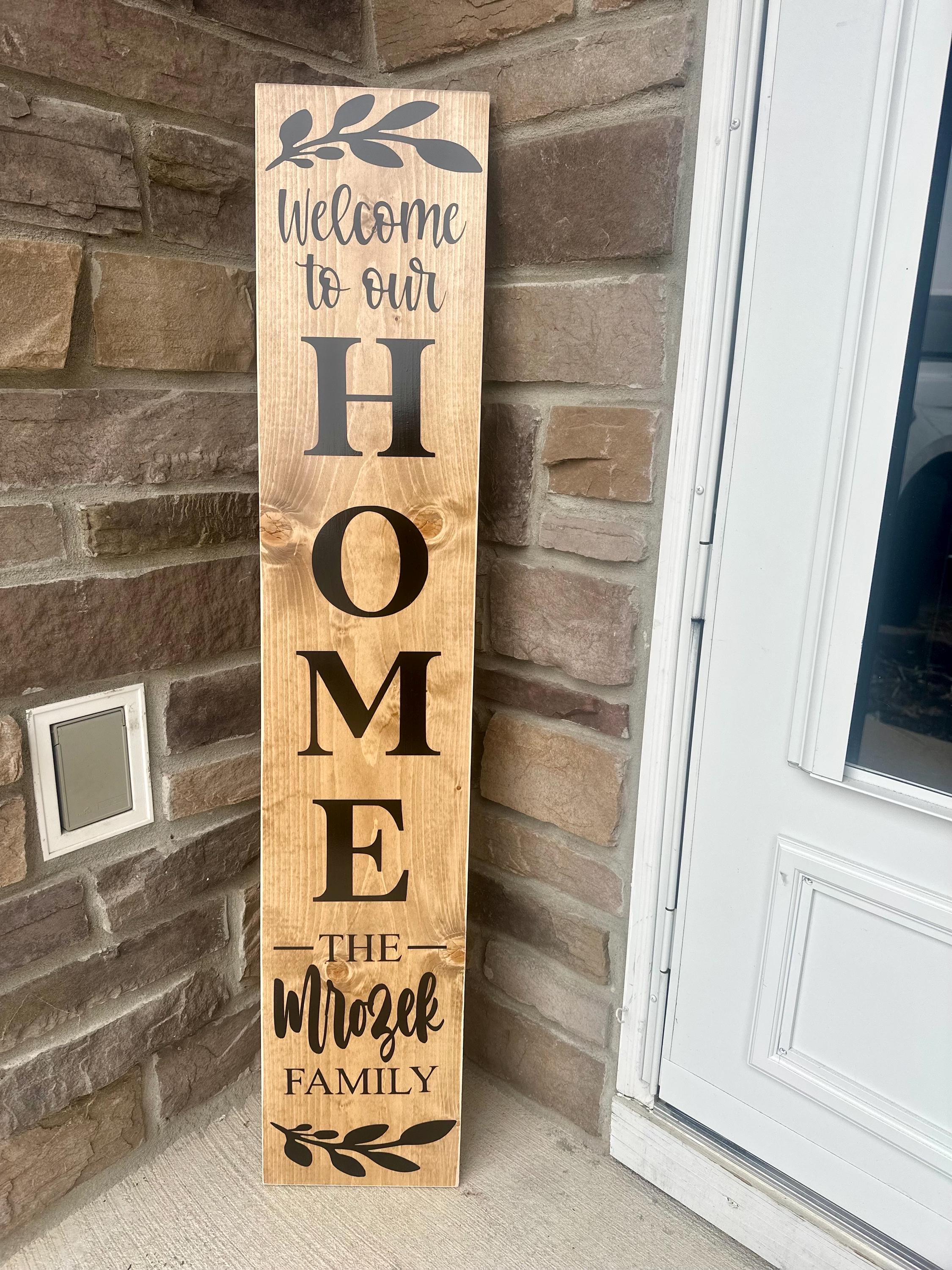 Personalized Welcome Sign: Custom Last Name Solid Wood Porch Leaner - Etsy