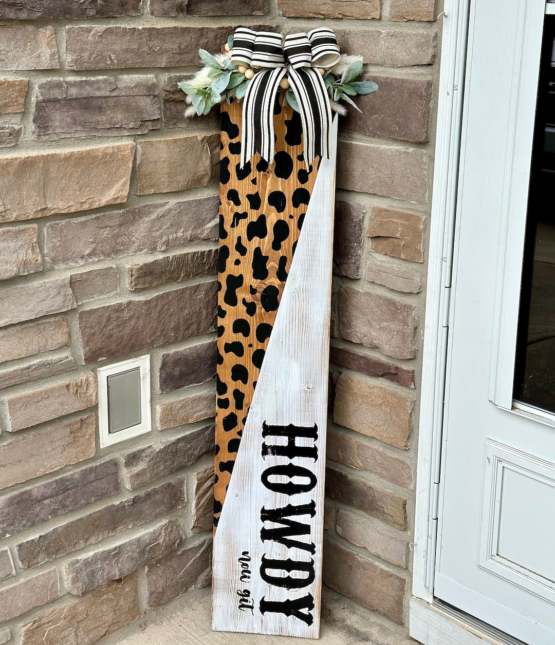 Cow Print Howdy Porch Sign: Modern Western Boho Decor - Etsy