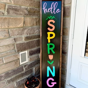Hello Spring Front Porch Sign Leaner, Spring Home Decor, Framed Spring ...