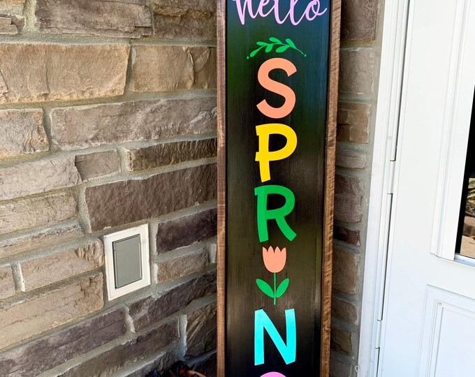 Hello Spring Front Porch Sign Leaner, Spring Home Decor, Framed Spring ...