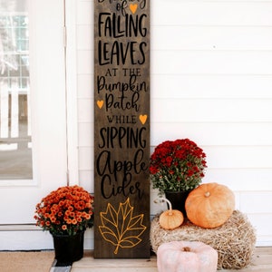 Falling Leaves, Pumpkin Patch, Fall Autumn Porch Sign, Happy Harvest ...