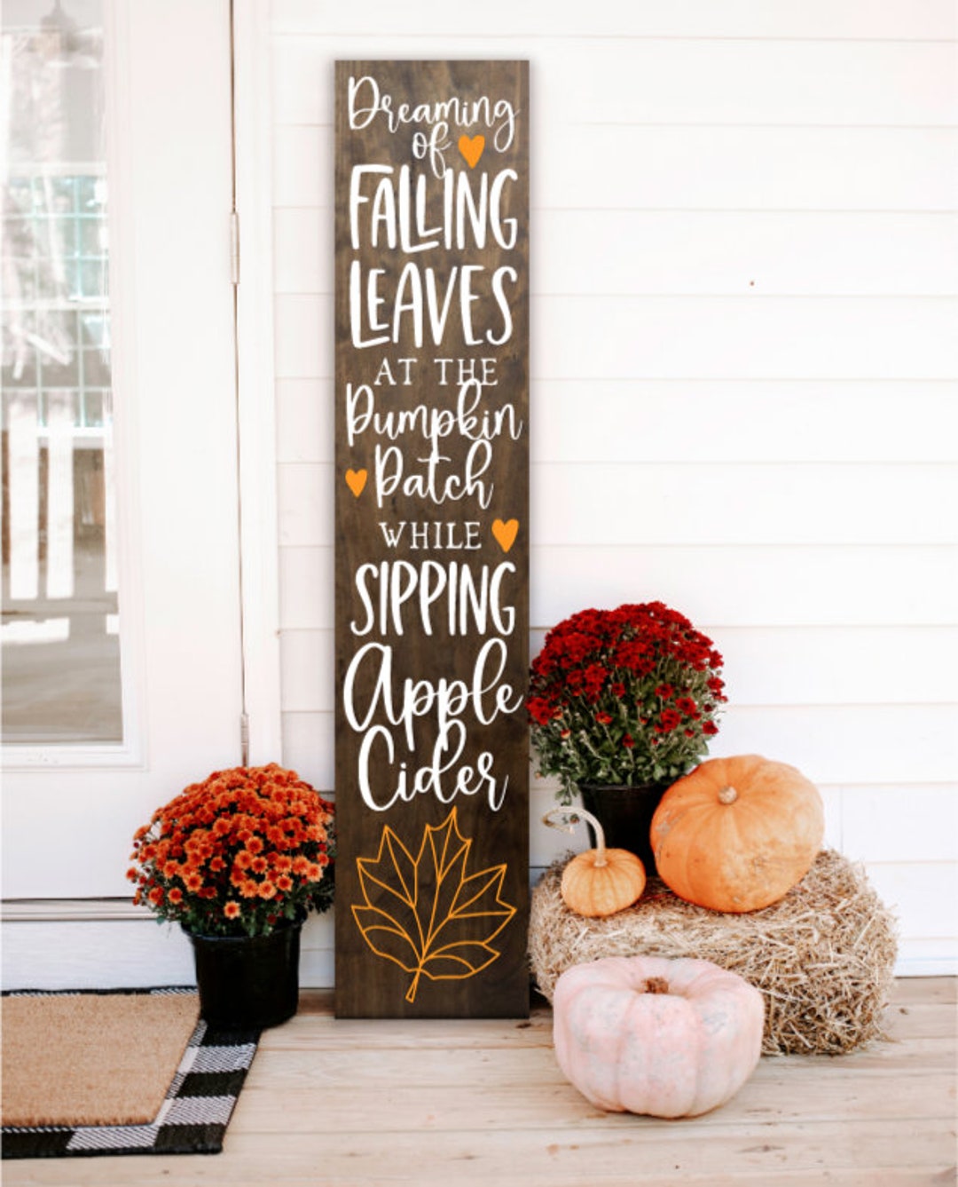 Falling Leaves, Pumpkin Patch, Fall Autumn Porch Sign, Happy Harvest ...