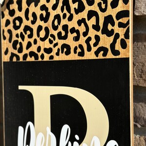 Cheetah Leopard Porch Sign, Personalized Porch Leaner, Last Name Porch ...