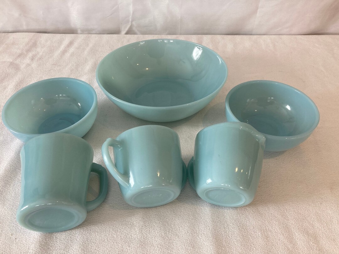 6 Pieces Fire King Oven Ware Turquoise Dishes - Etsy