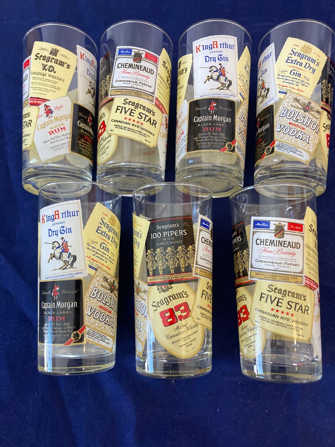 Set of 9 Seagrams Tall Labels Highballs Glassware Barware - Etsy