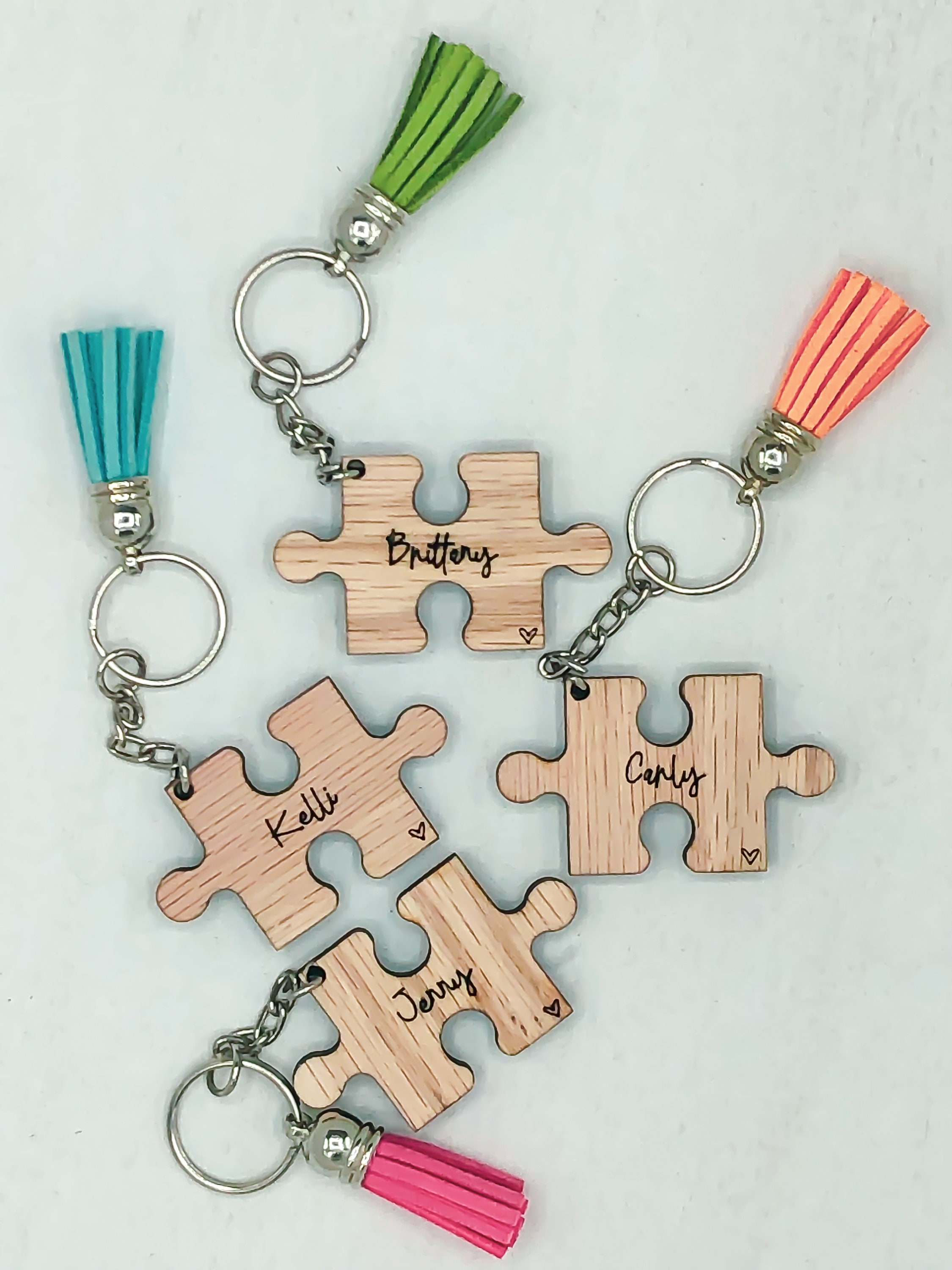 Personalized Wooden Puzzle Piece Keychain, Engraved Name Friendship ...