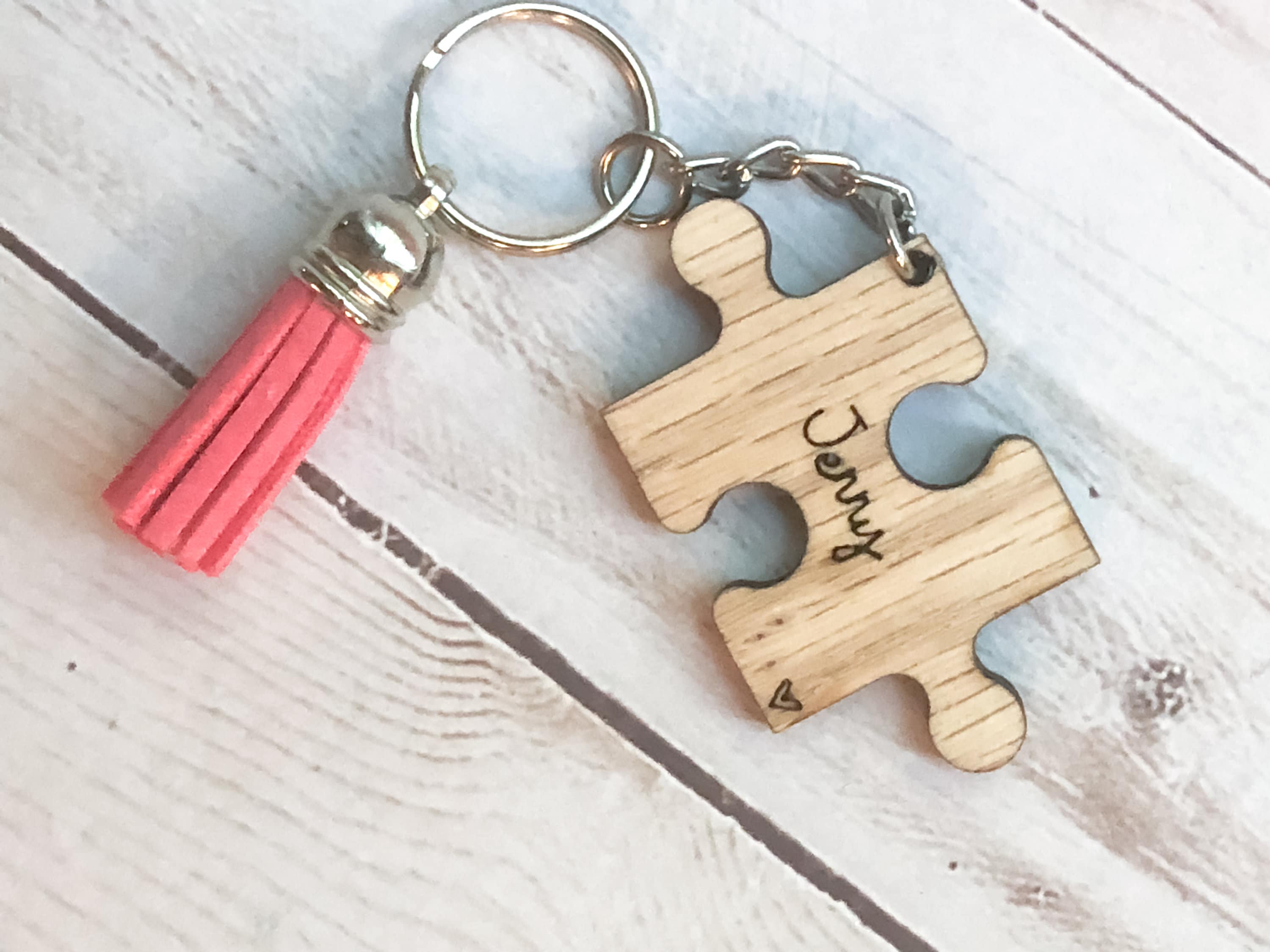 Personalized Wooden Puzzle Piece Keychain, Engraved Name Friendship ...