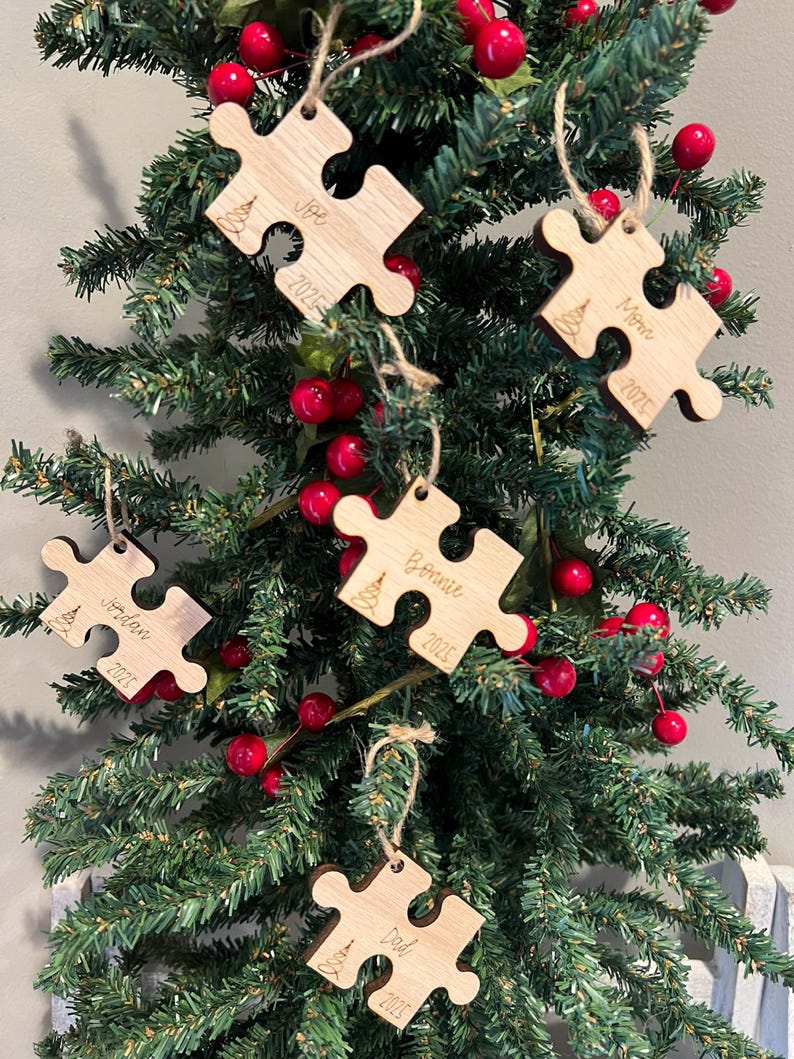Personalized Puzzle Christmas Ornament, Custom Ornaments With Names ...
