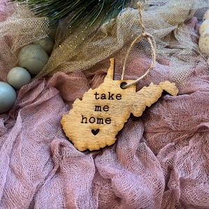 West Virginia Christmas Ornament: Engraved Wood Handmade WV Bauble ...
