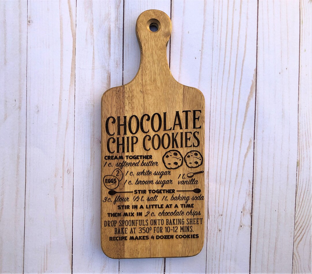 Chocolate Cookie Recipe Board | Recipe Cutting Board | Farmhouse ...