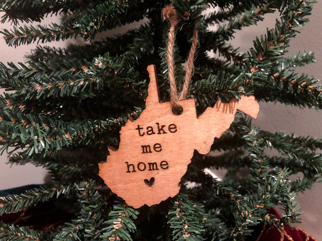 West Virginia Christmas Ornament Handmade Engraved Wooden Tree Bauble ...
