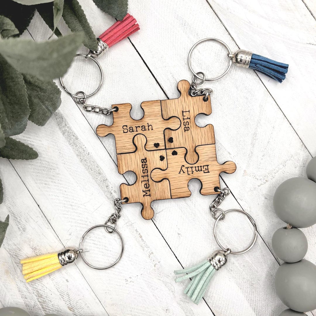 Custom Engraved Wood Puzzle Keychains, Sweet Sixteen, Personalized ...