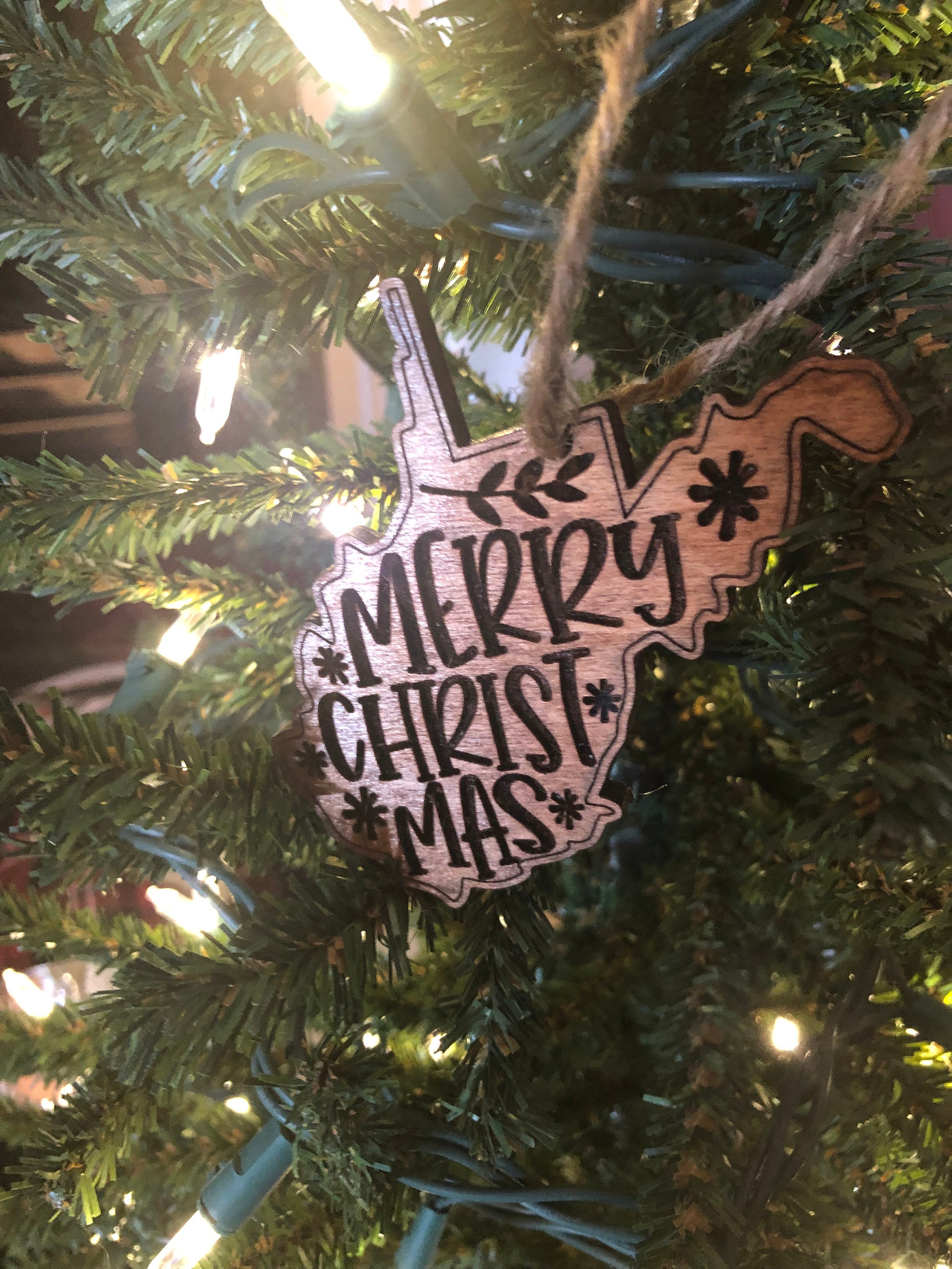 Engraved West Virginia Christmas Ornament Handmade Wooden | Etsy