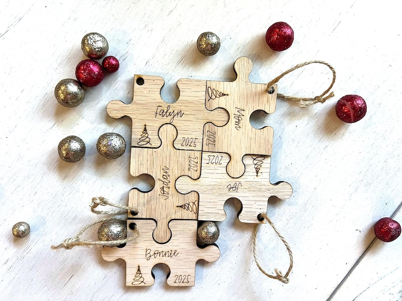 Personalized Puzzle Christmas Ornament, Custom Ornaments With Names ...