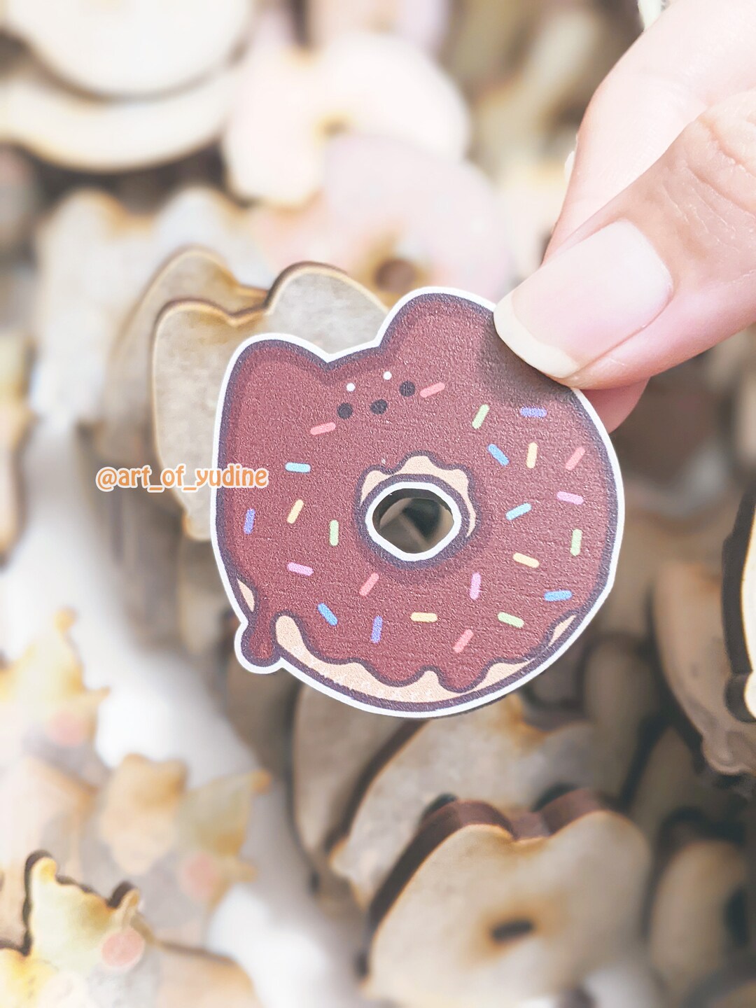 Donut Pin - Cute Wooden Pin - Etsy