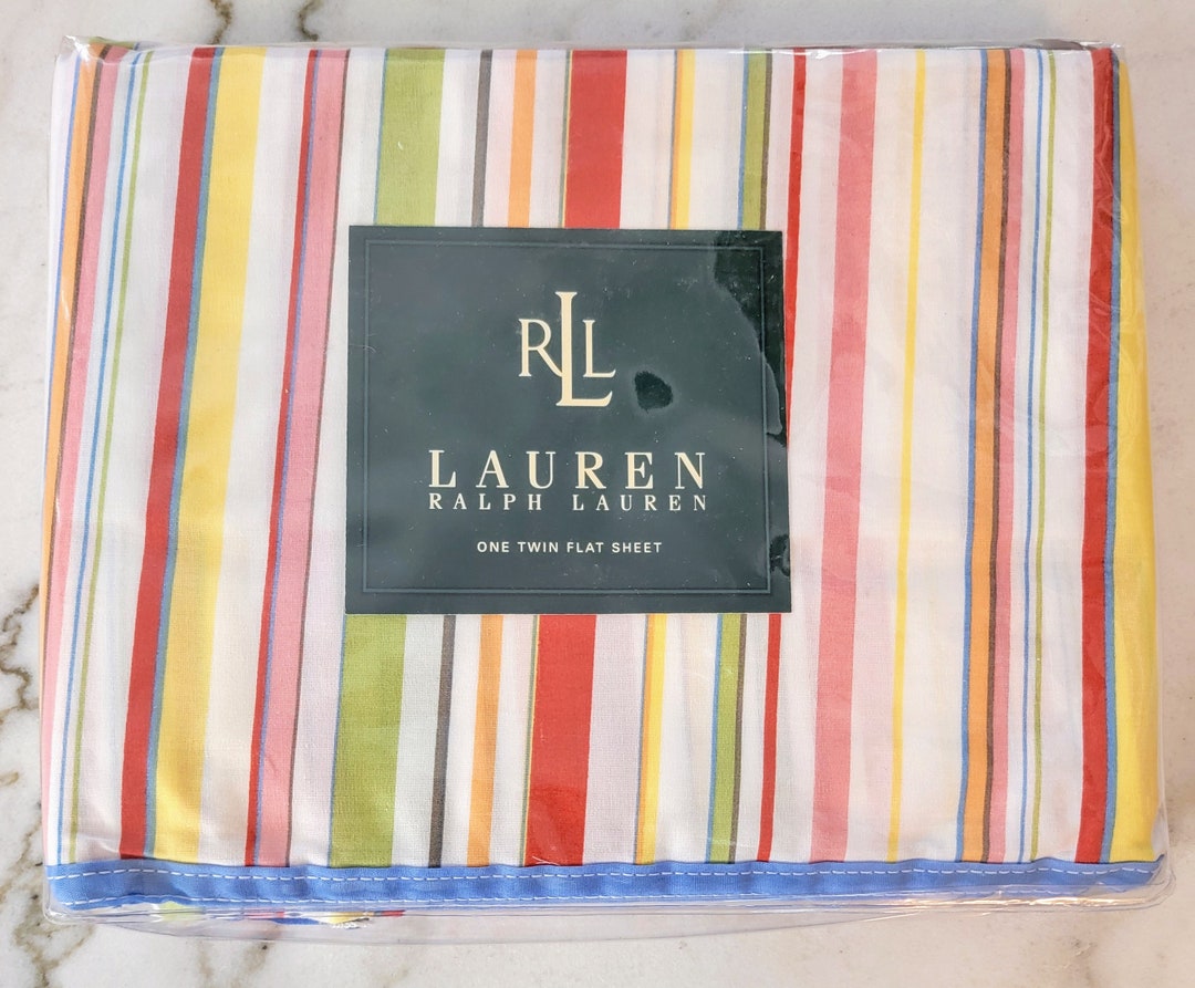 NOS - Vintage Lauren Ralph Lauren Flat Sheet W/multi-colored Stripes ...