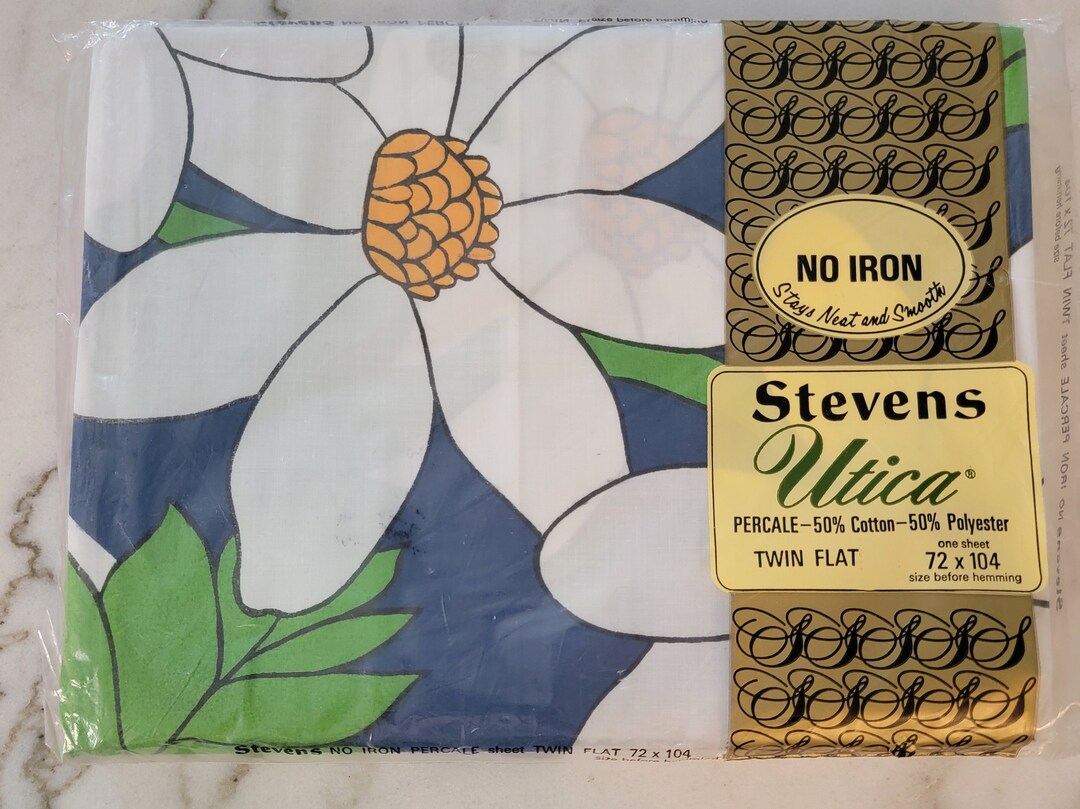 NOS Vintage Stevens Utica Twin Size Flat Sheet With Bold, Big Red ...