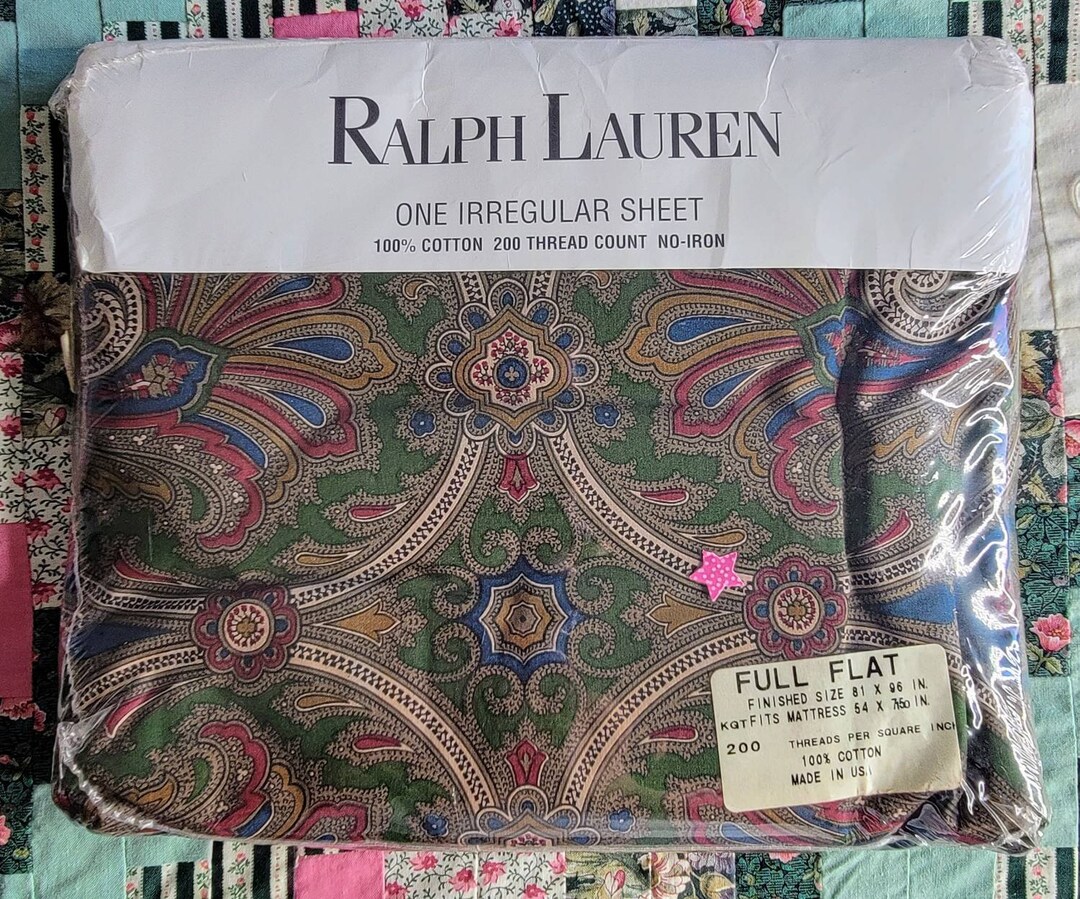 NOS Vintage Ralph Lauren Full Size Flat Sheet W/paisley Design - Etsy
