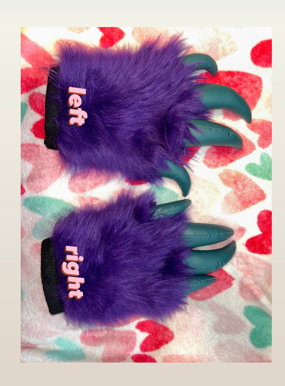Purple and Green Claw Paws and Tail Set - Etsy