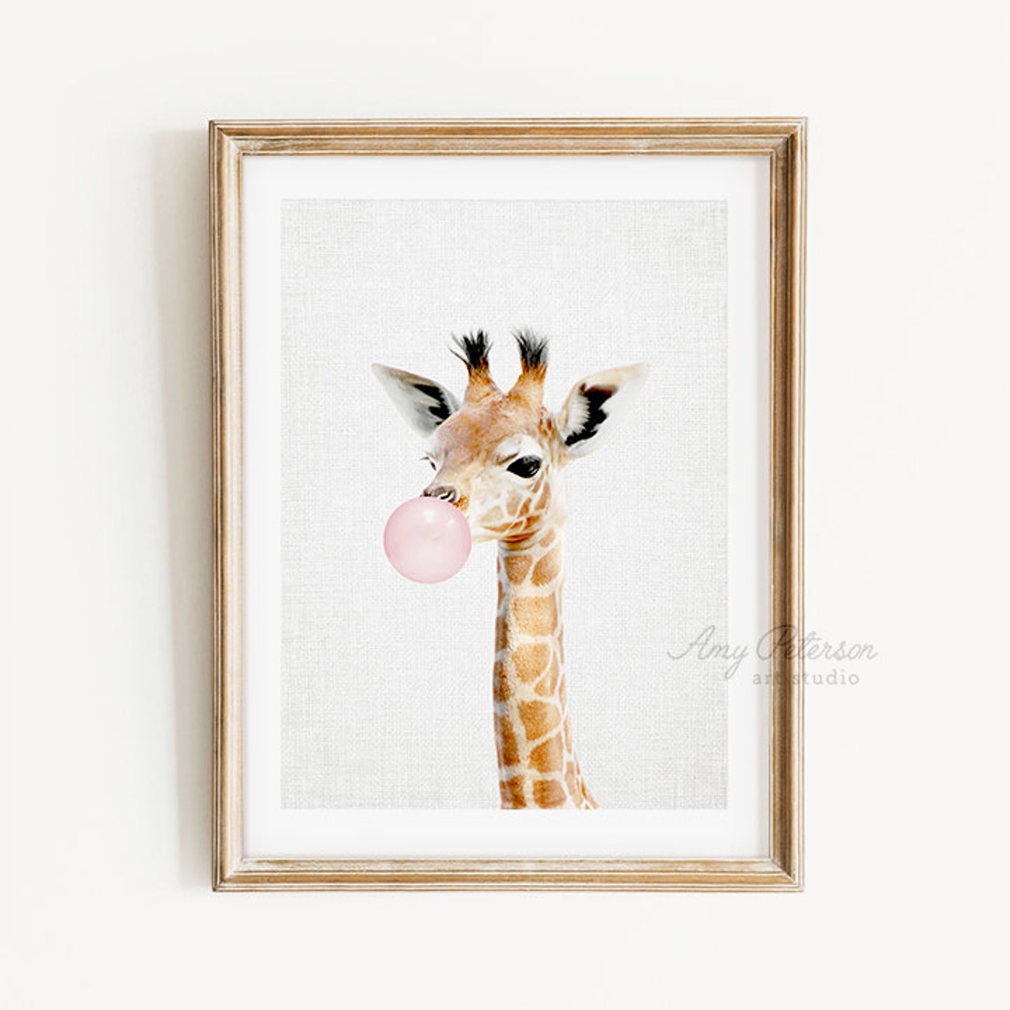 Baby Giraffe Blowing Bubble Gum Giraffe Print Safari Nursery - Etsy