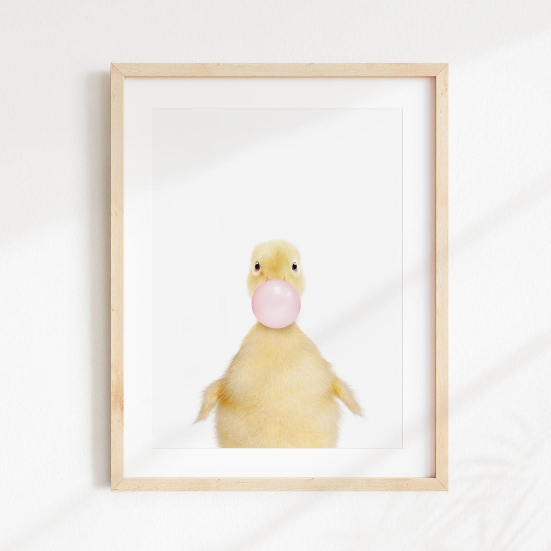 Baby Duck Bubble Gum Print: Nursery Animal Wall Art - Etsy