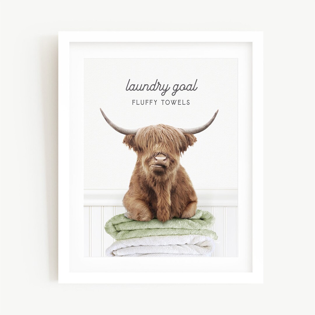 Highland Cow laundry Goal Fluffy Towels, Laundry Wall Art, Laundry Wall ...