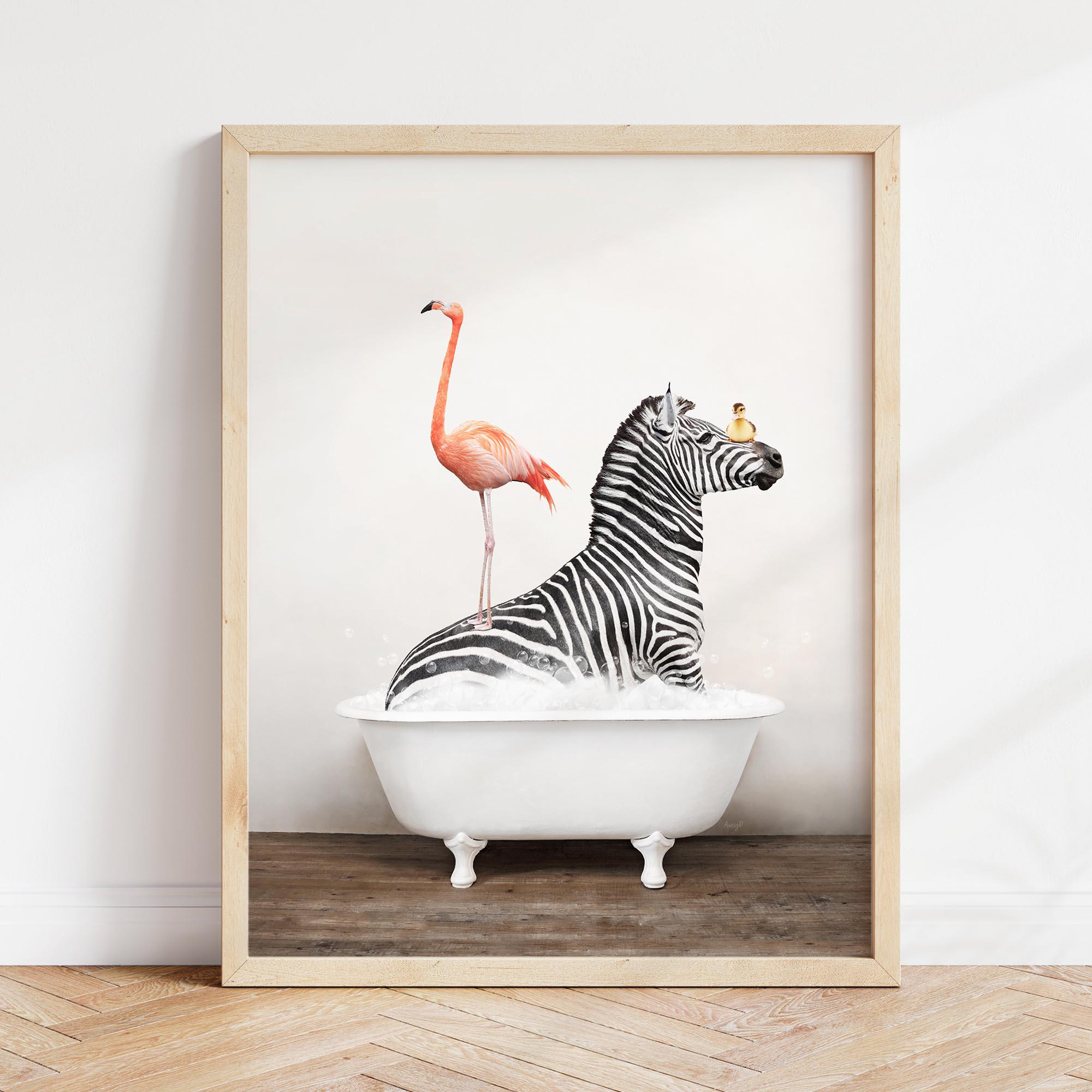 Stacked Safari Animals in a Vintage Bathtub, Rustic Bath Style, Animal ...
