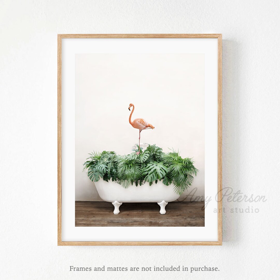 Flamingo in a Vintage Bathtub Rustic Bath Style Flamingo in - Etsy