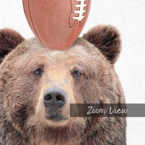 Brown Bear Football, Bear Portrait, Bear Art, Football Wall Art ...