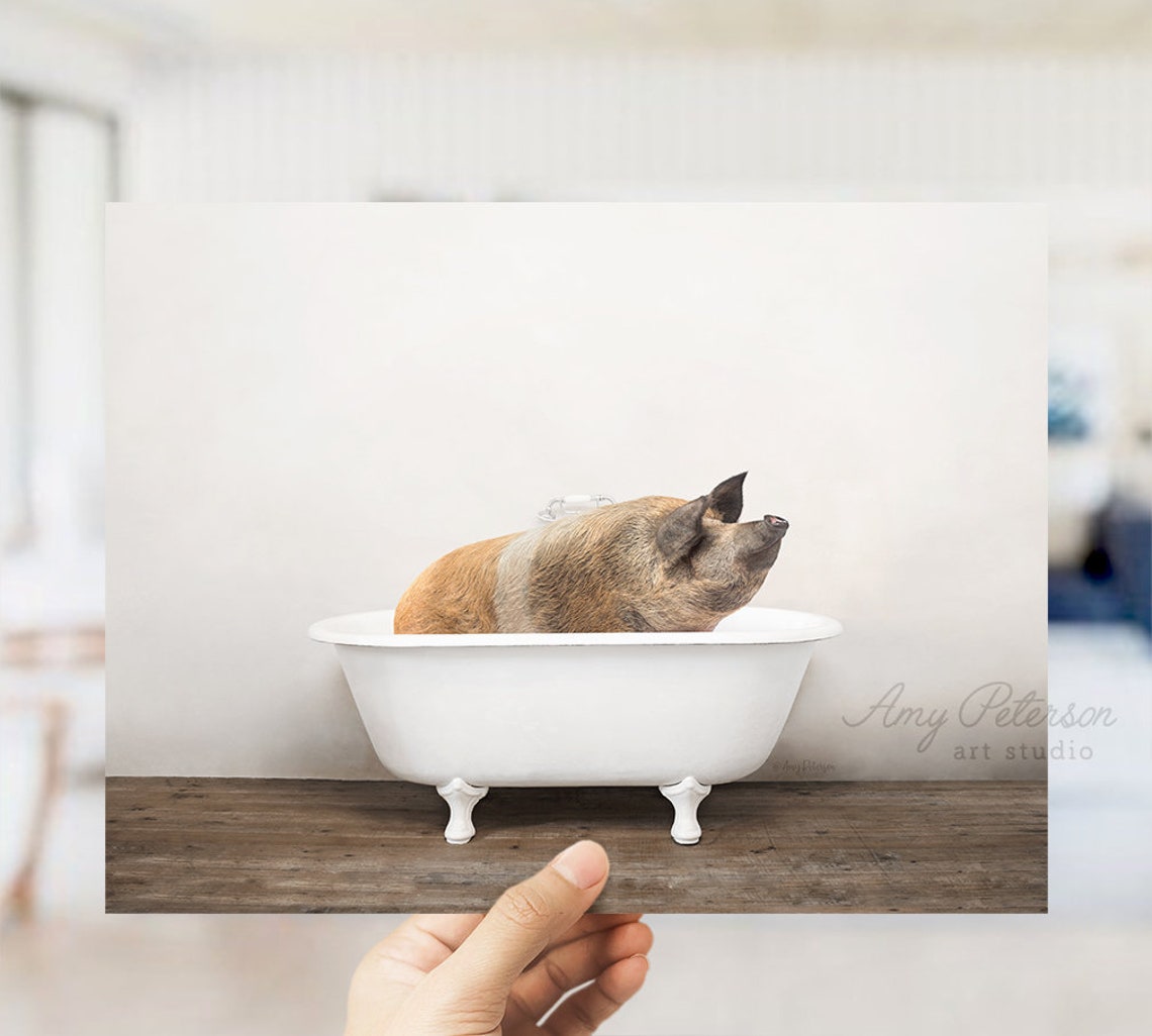 Hog in a Vintage Bathtub Rustic Bath Style Hog in Tub | Etsy