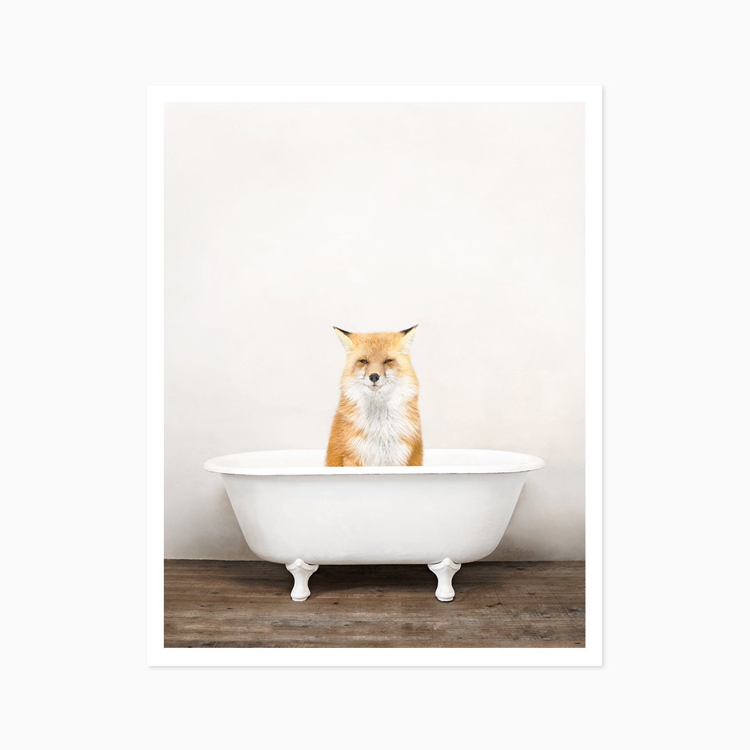 Fox in a Vintage Bathtub Rustic Bath Style Fox in Tub - Etsy