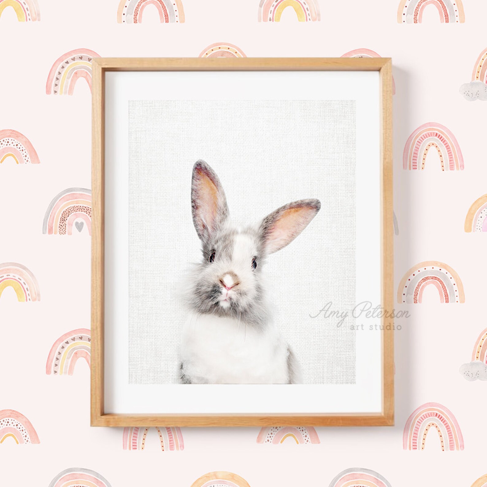 Gray Bunny Print as Seen in Homegoods Baby Animal Print for - Etsy