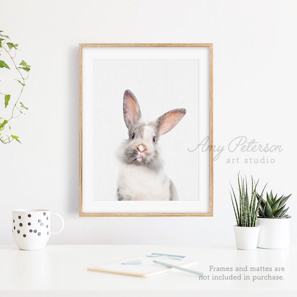 Gray Bunny Print as Seen in Homegoods Baby Animal Print for | Etsy